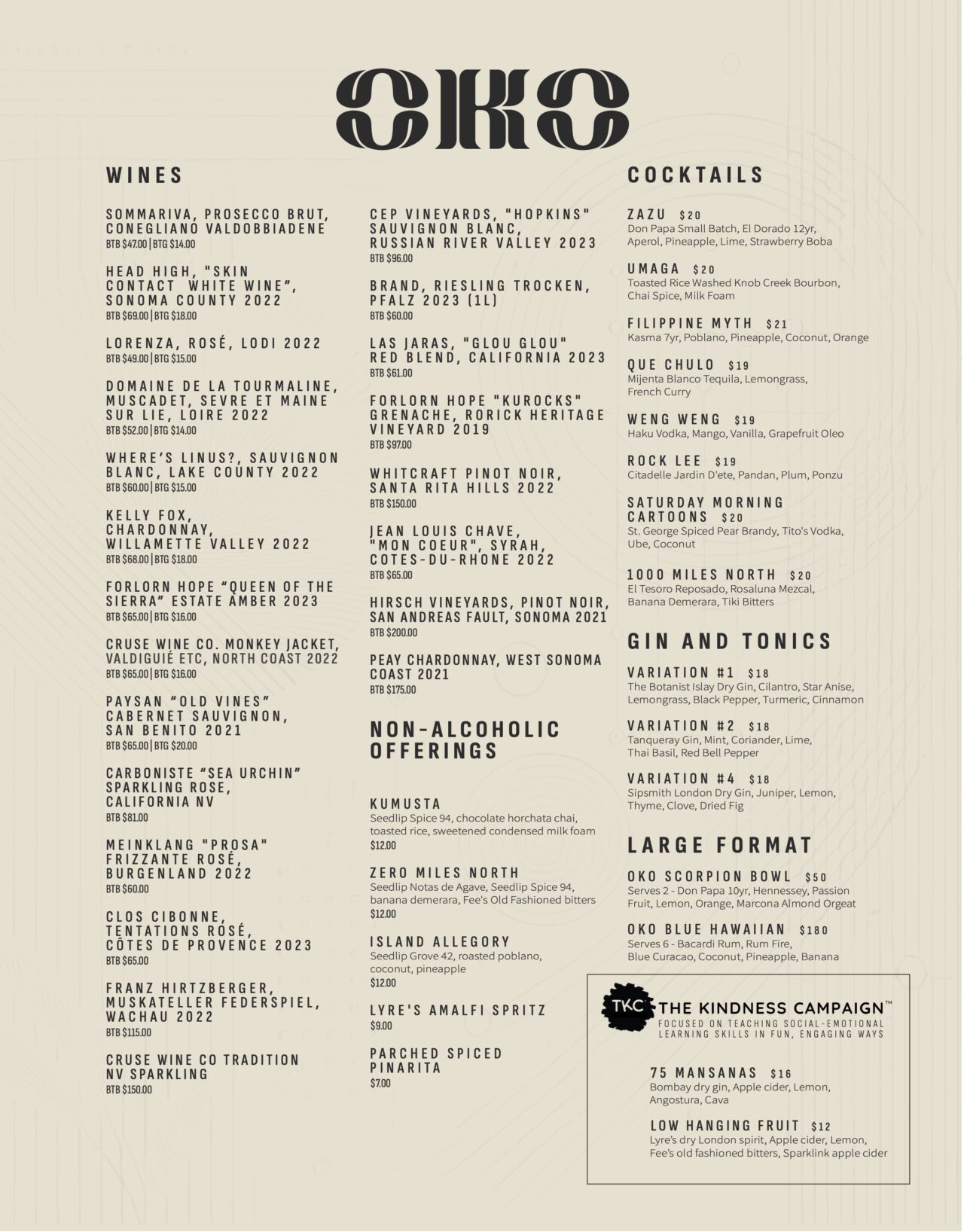 OKO Austin Menu