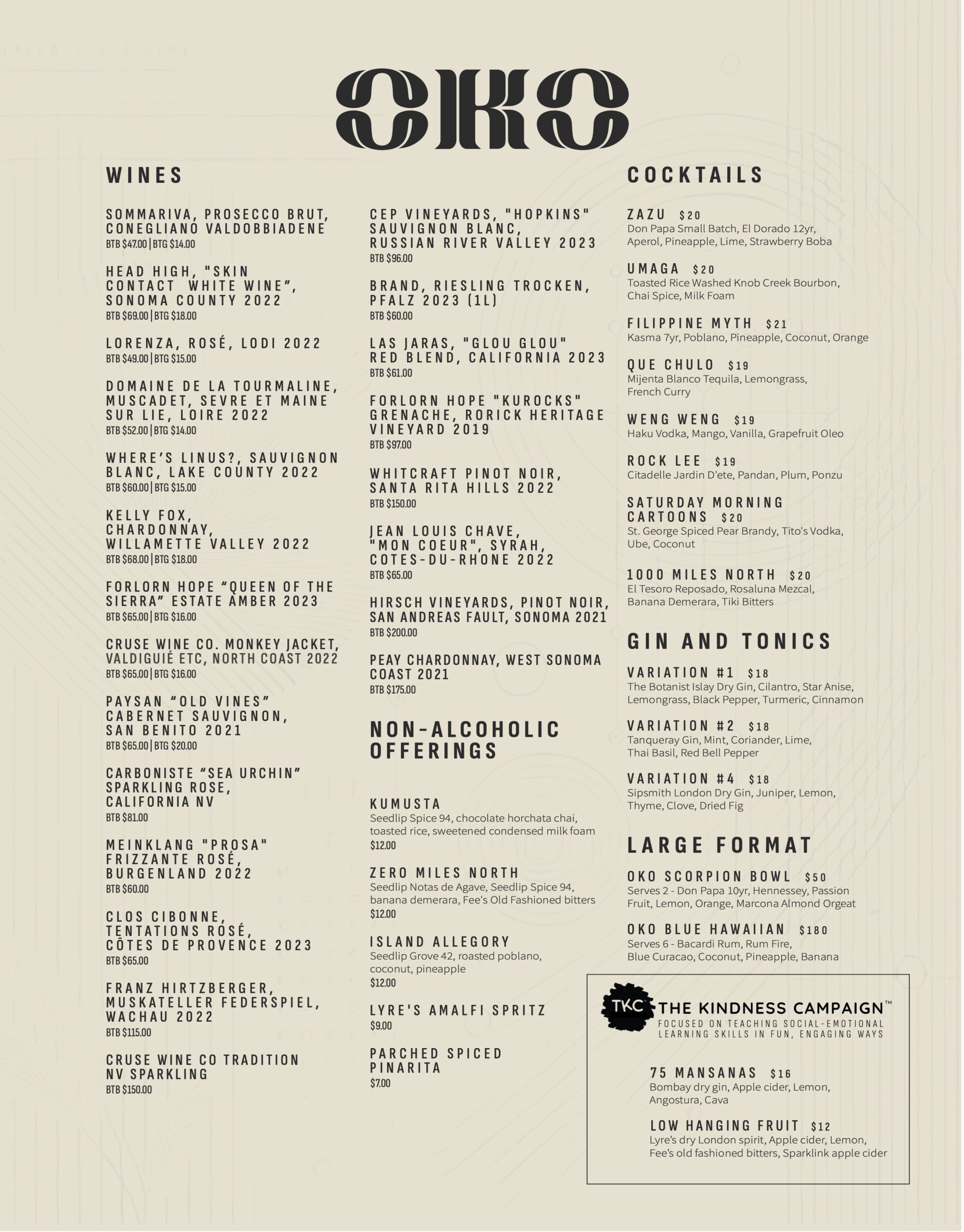 OKO Austin Menu