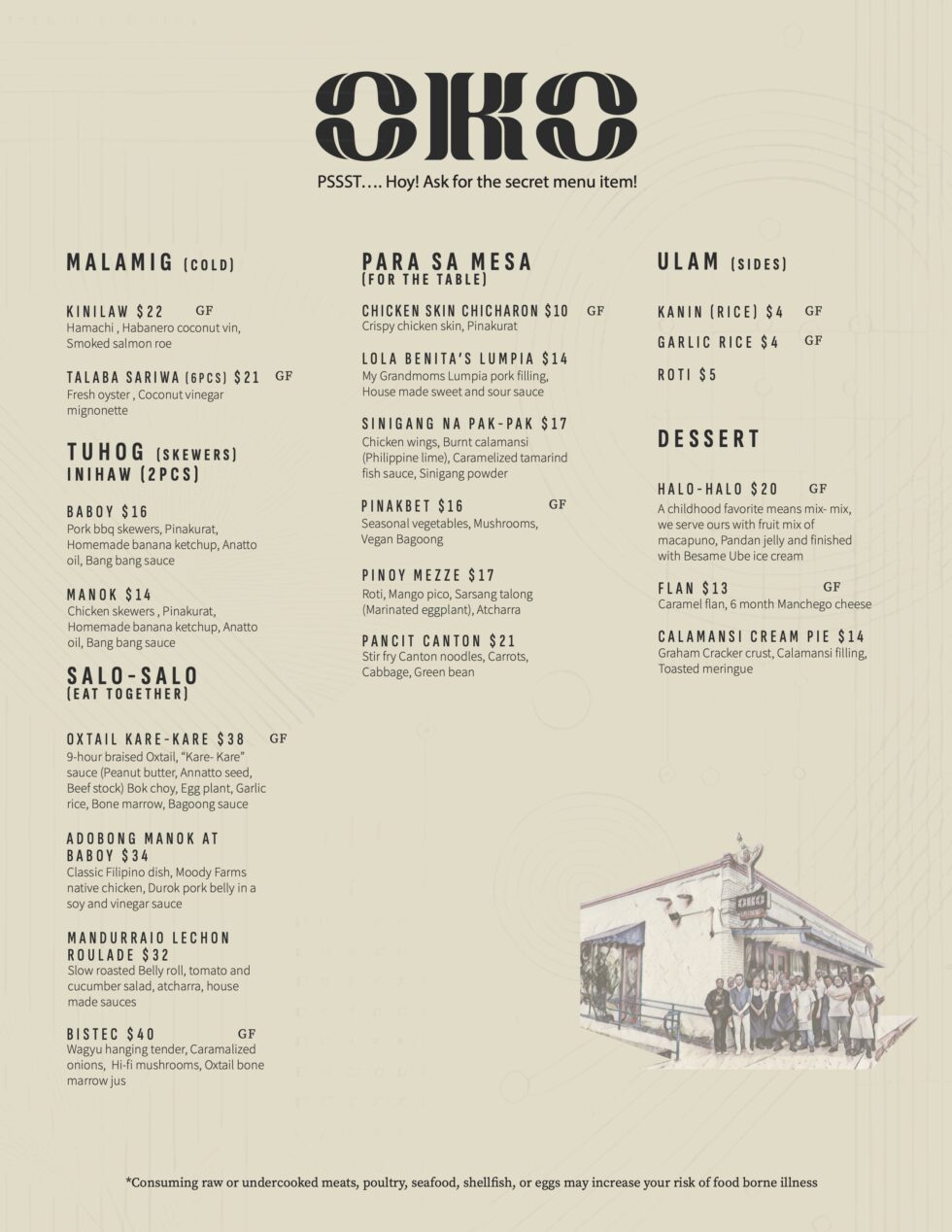 OKO Austin Menu
